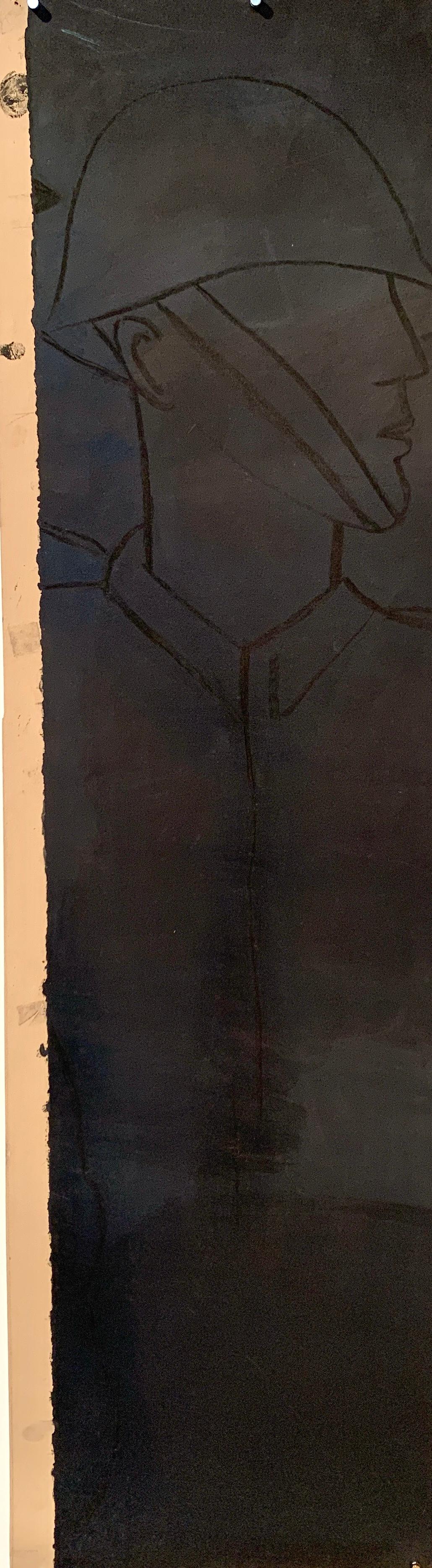 Edith Isaac-Rose - 1960s "Soldier" Acrylic and Charcoal Painting NYC ...