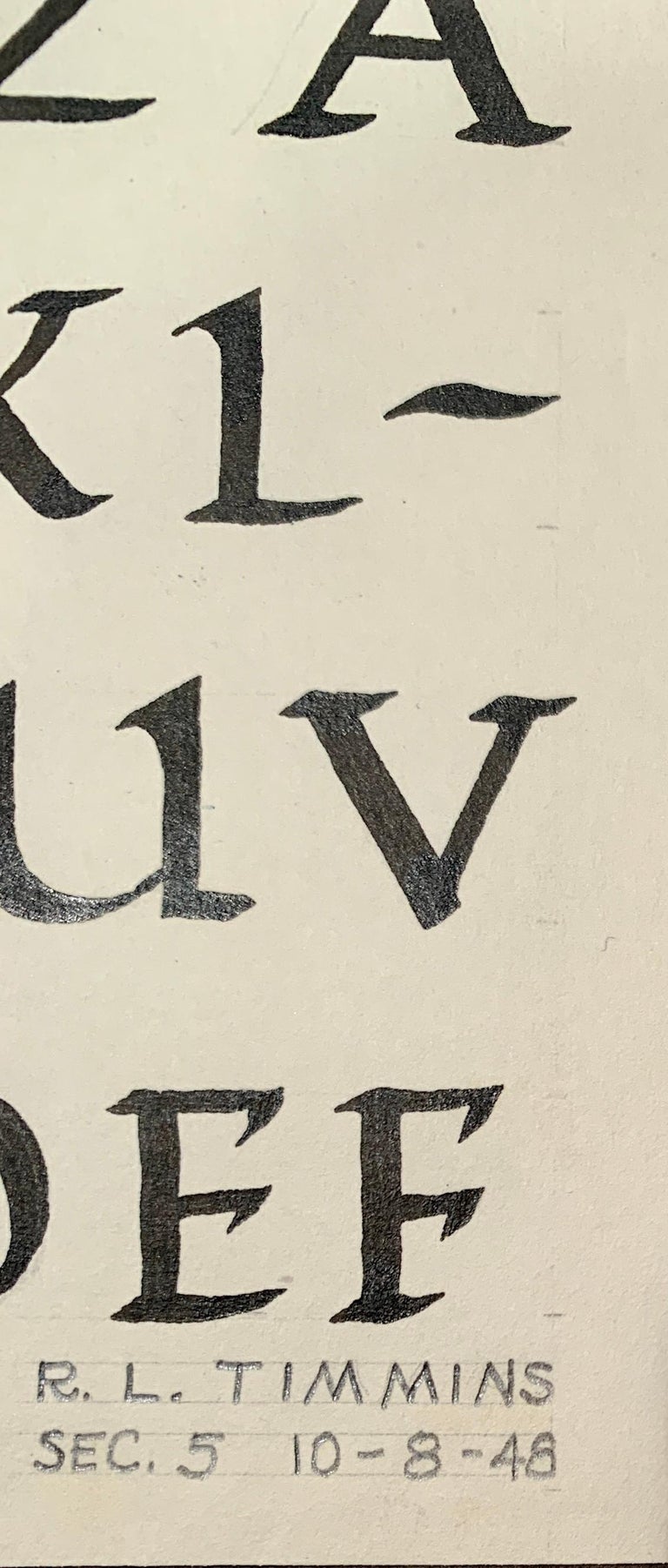 R.L. Timmins - "1948 Lettering Font" Ink Lettering Drawing For Sale at ...