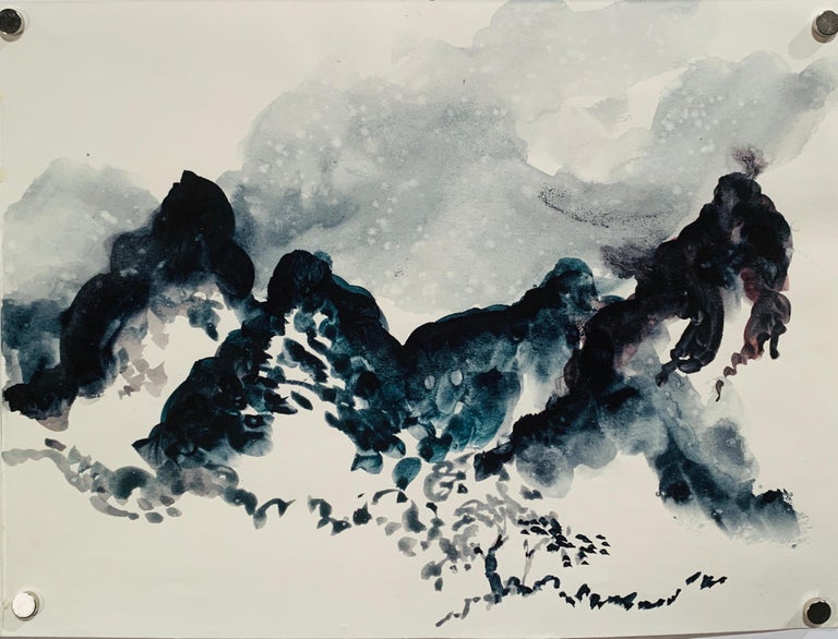 Unknown - 1980s "Black Mountains II" Abstract Landscape Watercolor ...