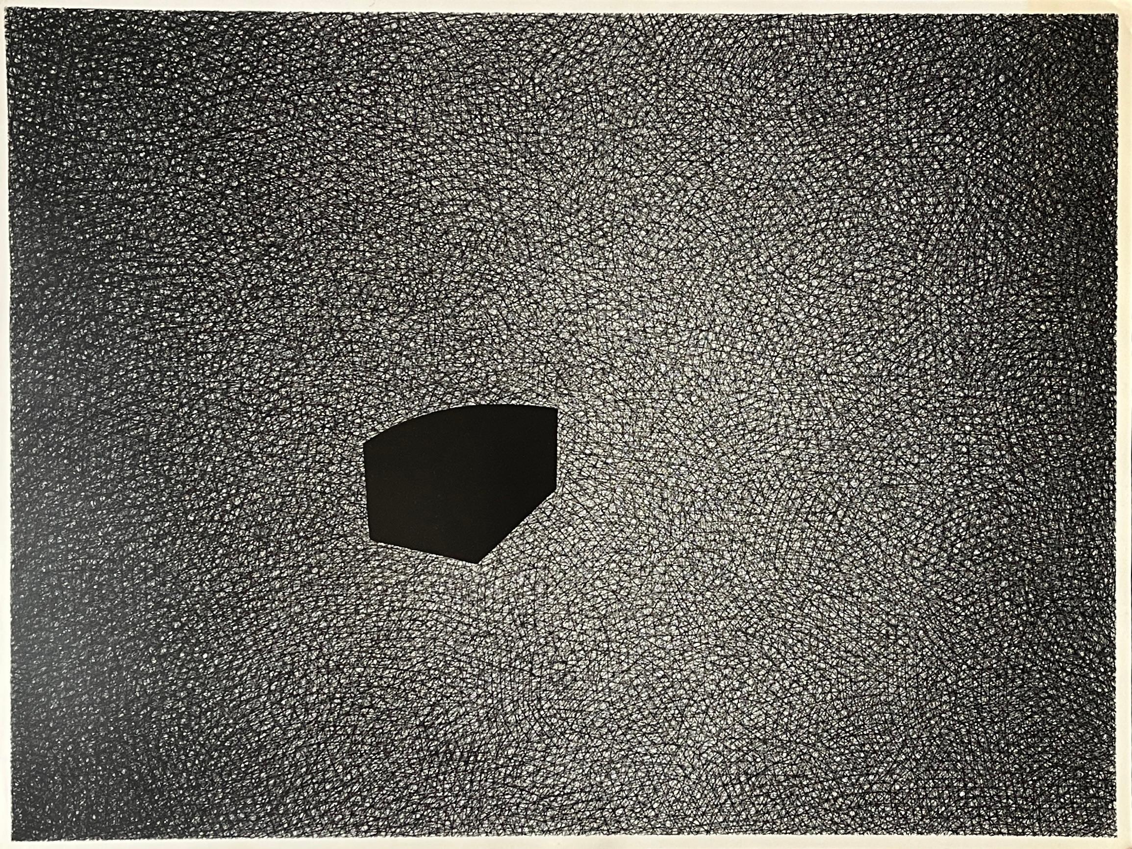 Jack Scott - 1980s "#3" Obsessive Cross-Hatch Abstract Charcoal Drawing ...
