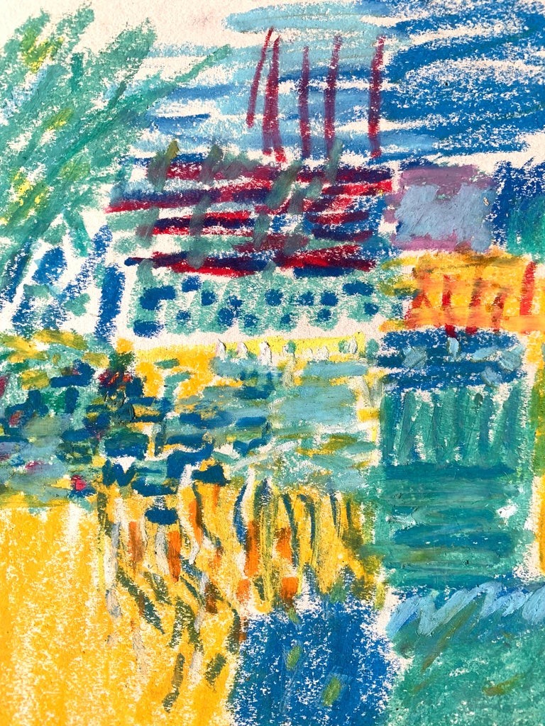 Edith Isaac-Rose - 1960s "Cubed Abstract" Pastel Impressionist ...