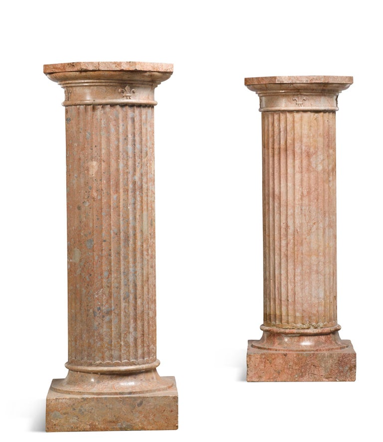 Unknown - Pair of Pink Marble Plinths For Sale at 1stDibs