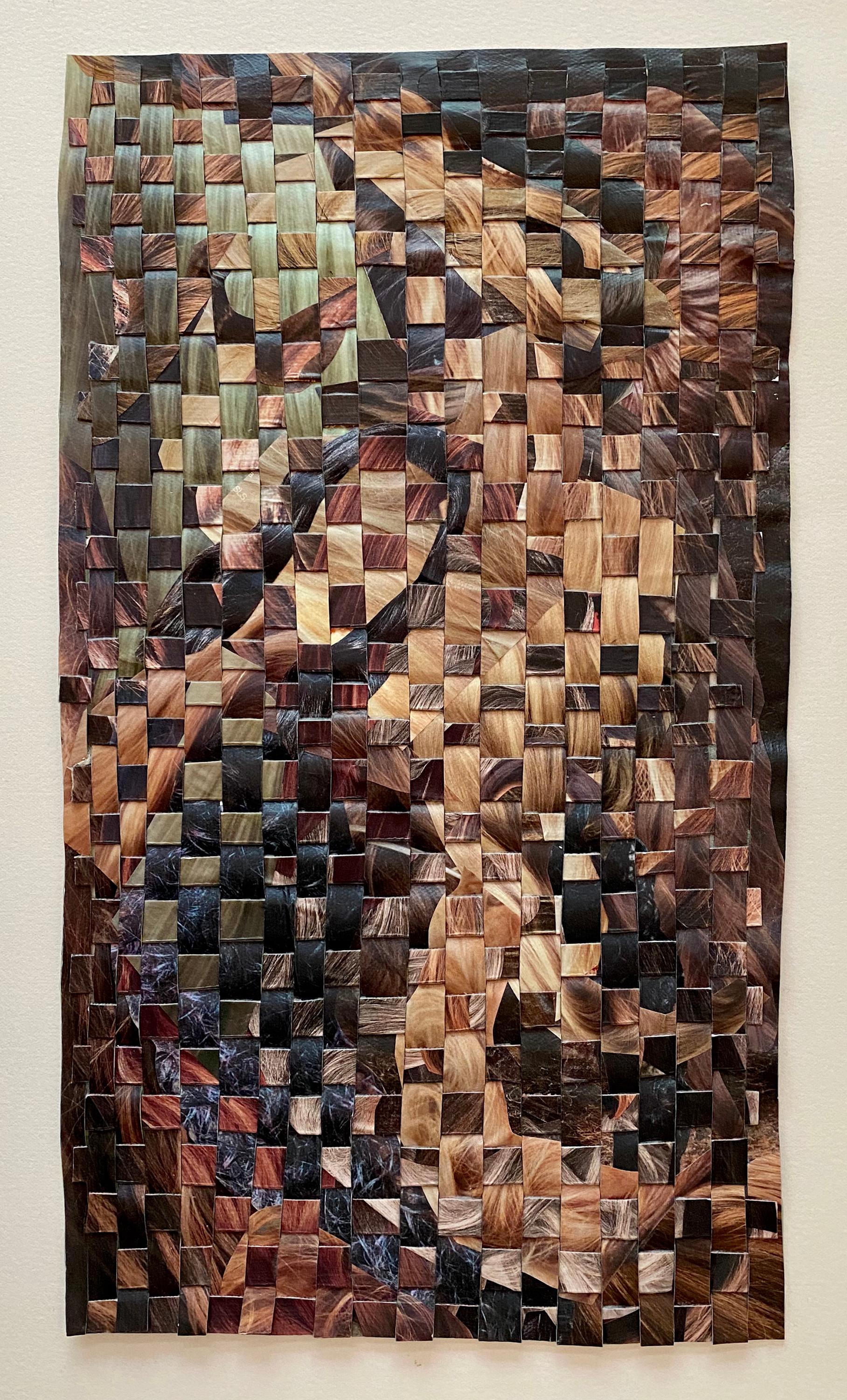 Libby Newell - 'Hair Weave Woobie (Highlights)' - woven paper collage ...