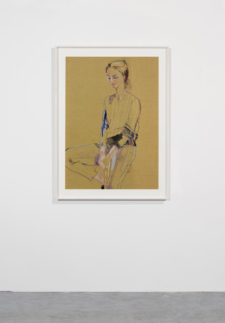 Howard Tangye - Adeline de M. (Sitting), Mixed media on ochre paper For ...