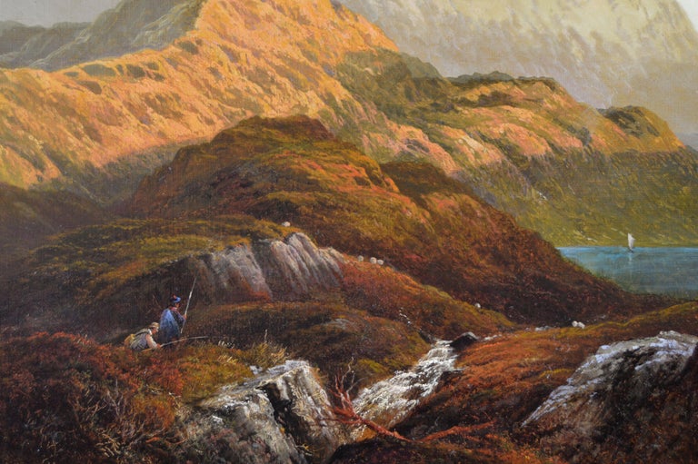 Thomas Whittle - 19th Century landscape oil painting of fisherman by a ...