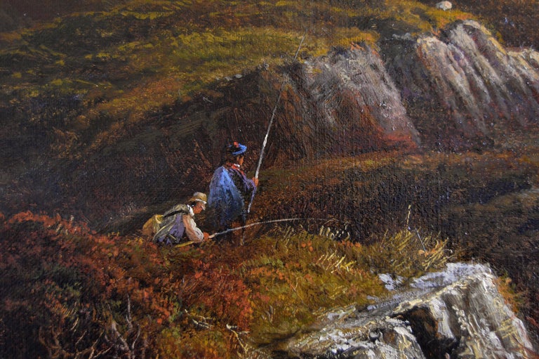 Thomas Whittle - 19th Century landscape oil painting of fisherman by a ...