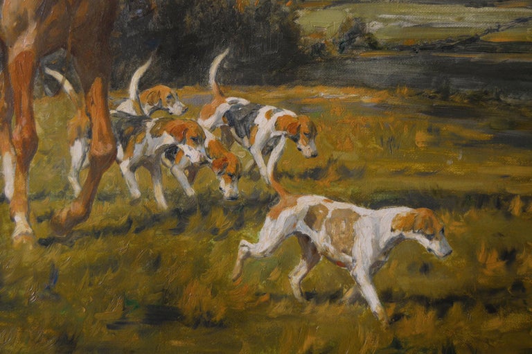 George Wright - Hunting oil painting of horses with hounds For Sale at ...