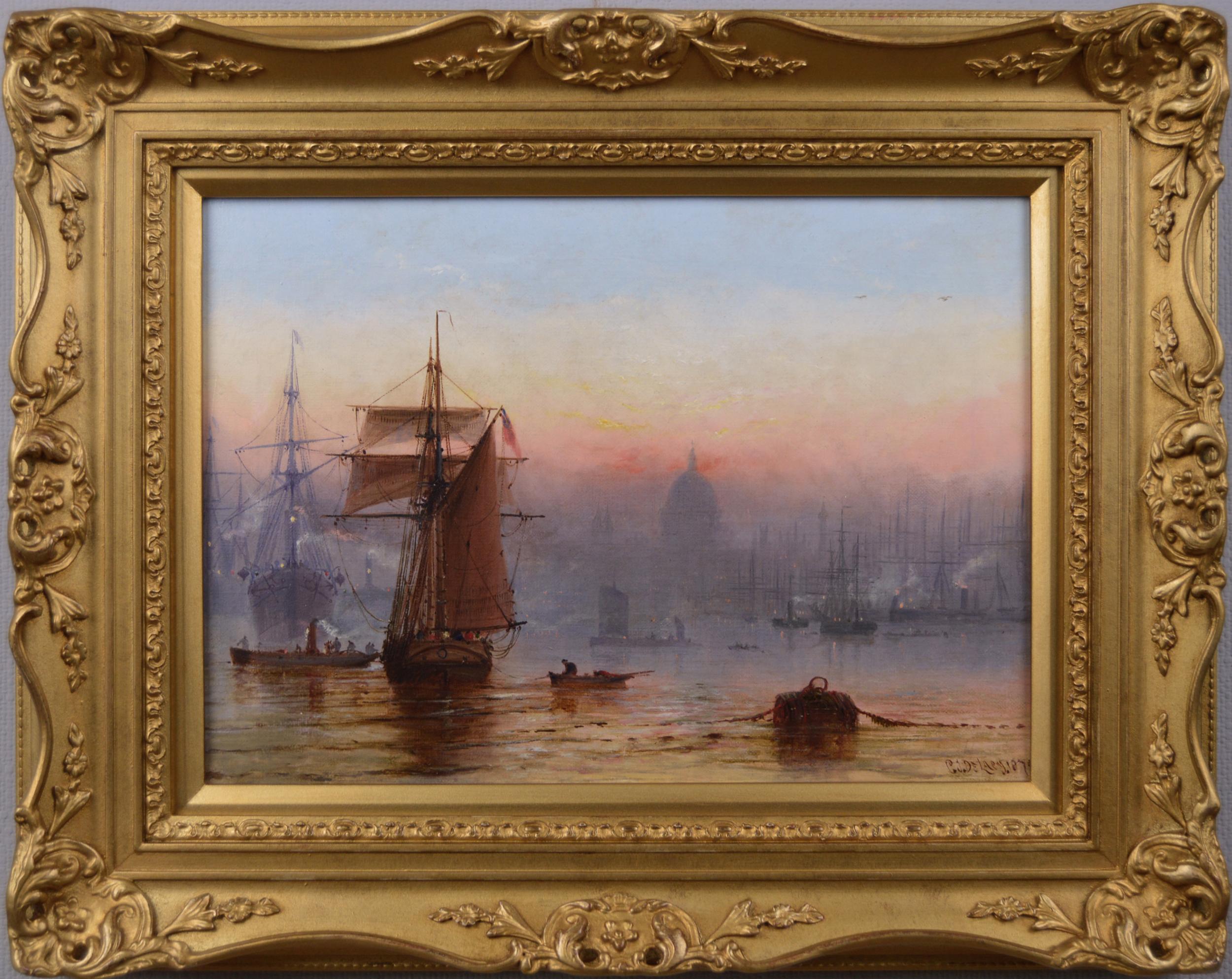 Charles John de Lacy - 19th Century marine oil painting of shipping on the Thames at 1stDibs ...