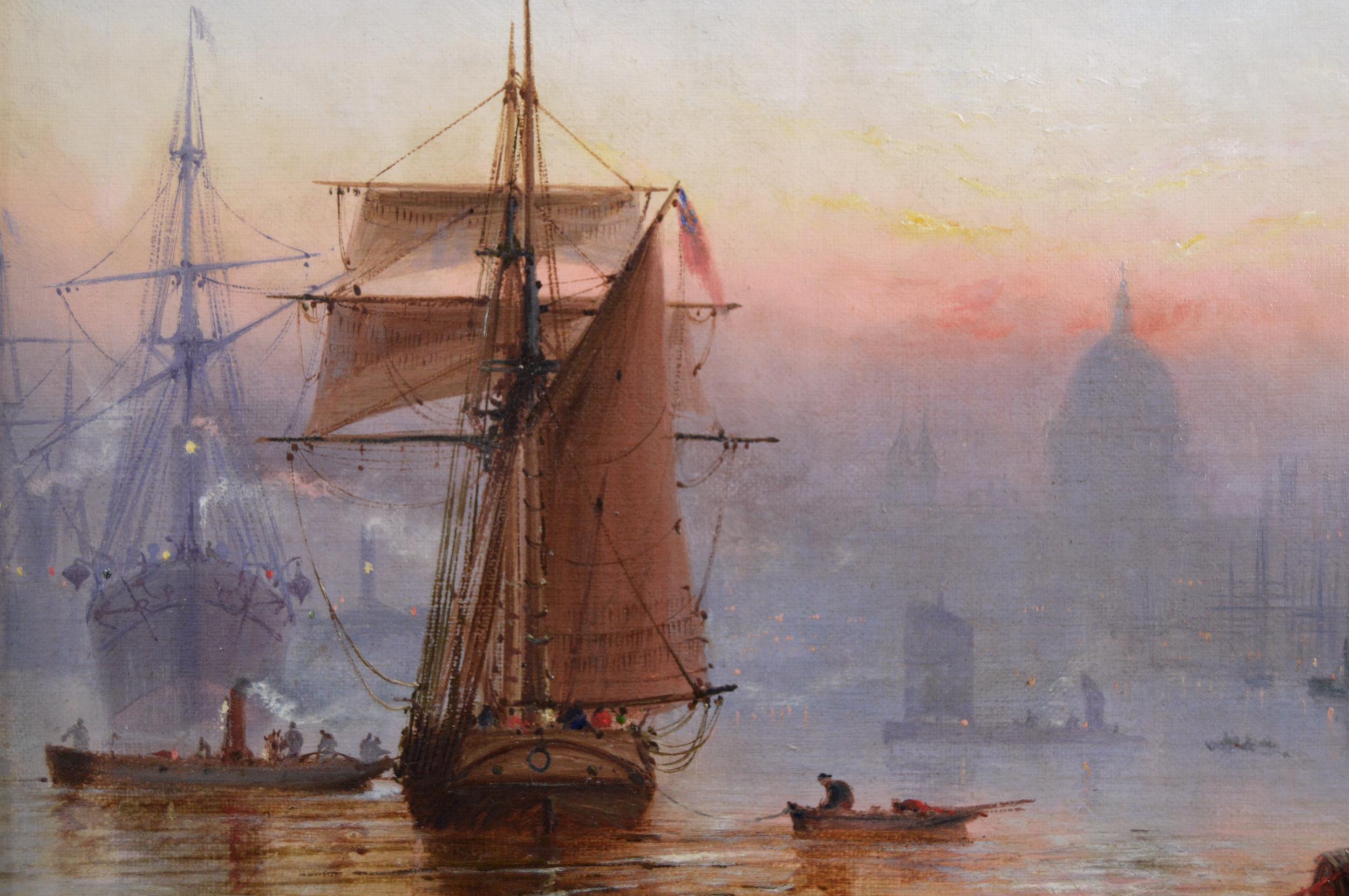 Charles John de Lacy - 19th Century marine oil painting of shipping on the Thames at 1stDibs ...