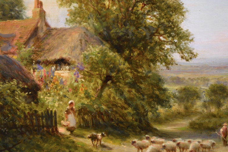 Henry Maidment - 19th Century landscape oil painting of sheep near a ...