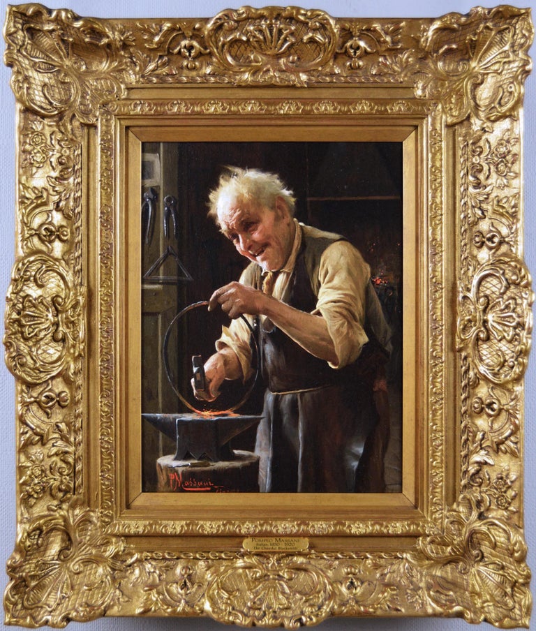 Pompeo Massani - 19th Century genre oil painting of a blacksmith For ...