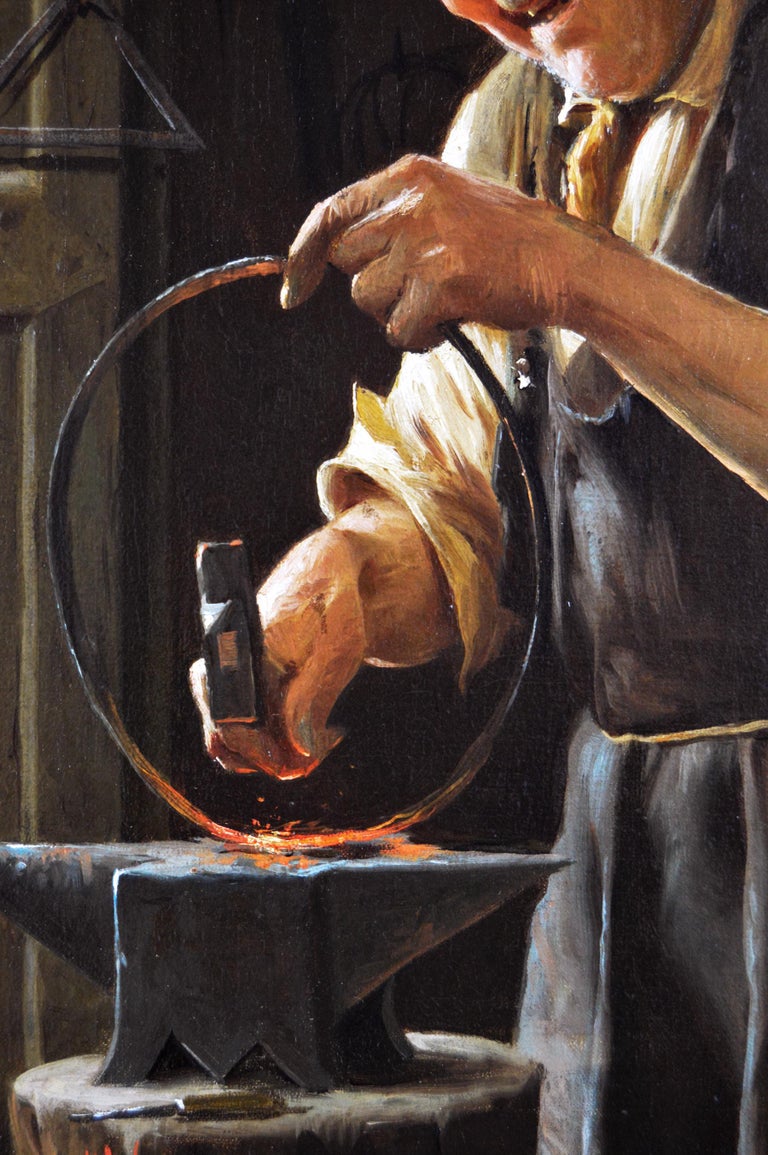 Pompeo Massani - 19th Century genre oil painting of a blacksmith For ...