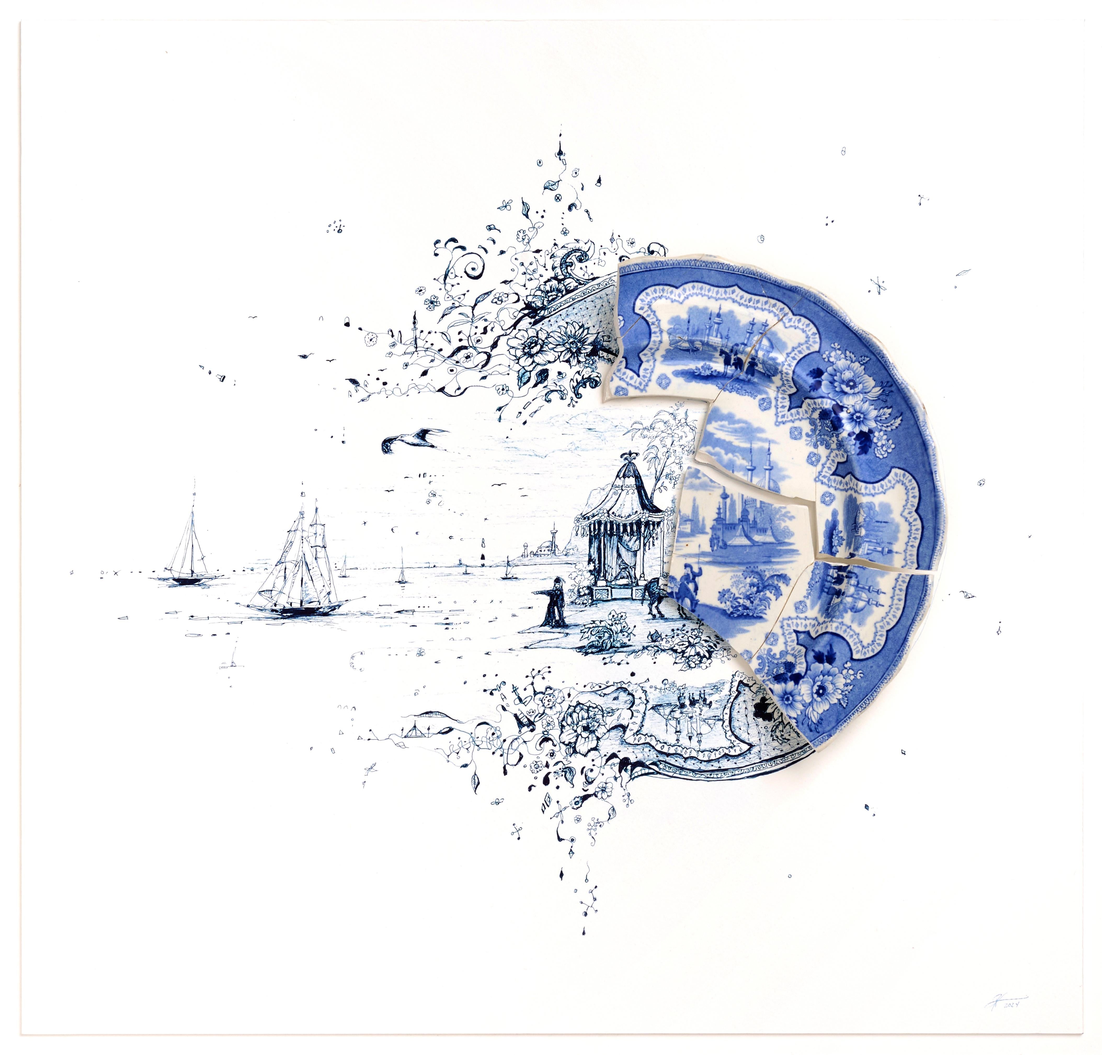 Robert Strati - Fragmentado en azul con minaretes y barcos en venta en ...
