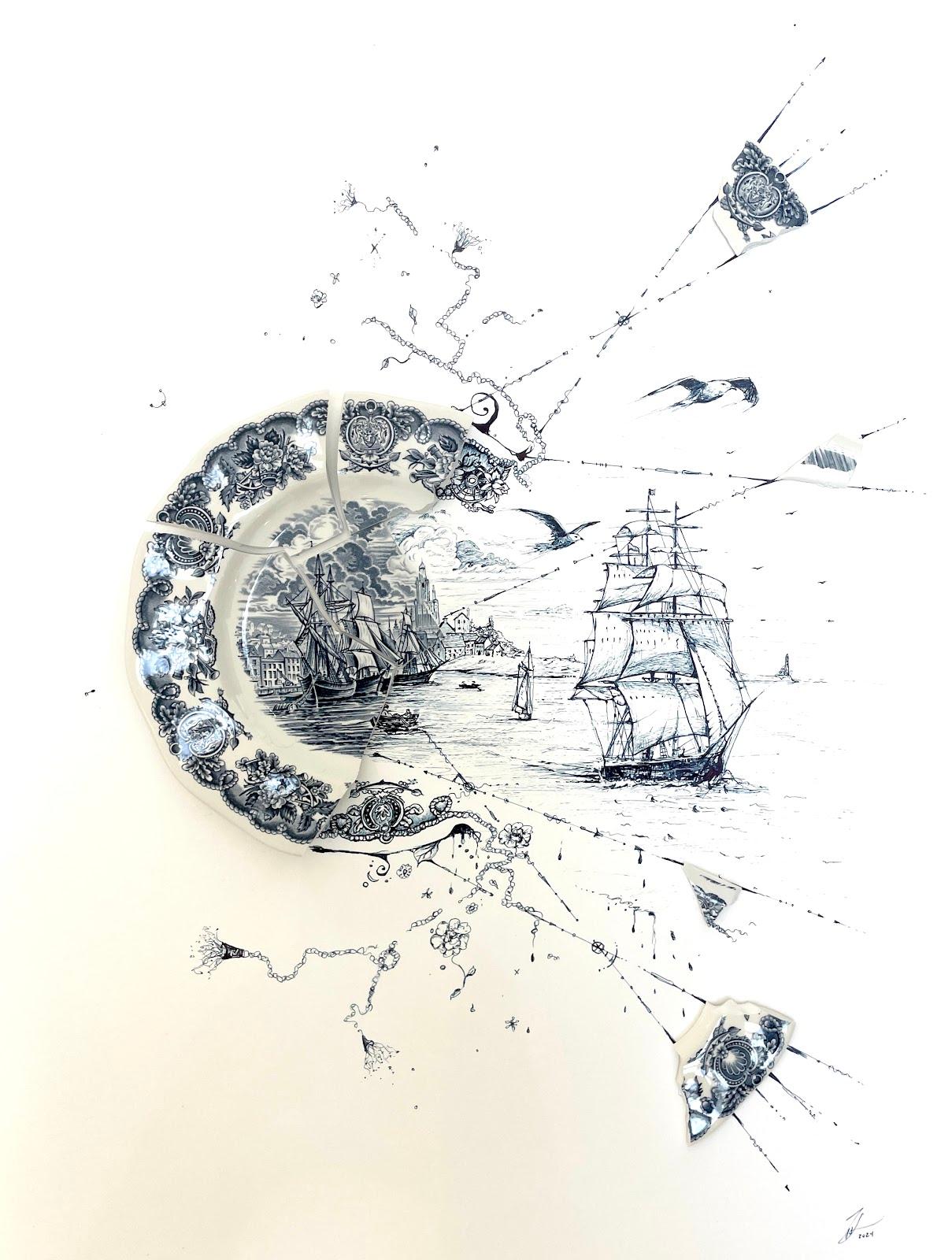 Robert Strati - Sailing Ships Gaining Speed (vertical) For Sale at 1stDibs