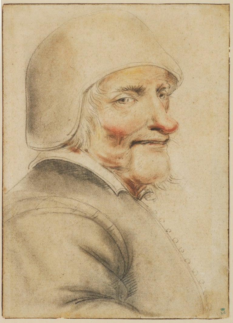 Lagneau - Portrait of a man in three-quarter view, wearing a cap, a ...