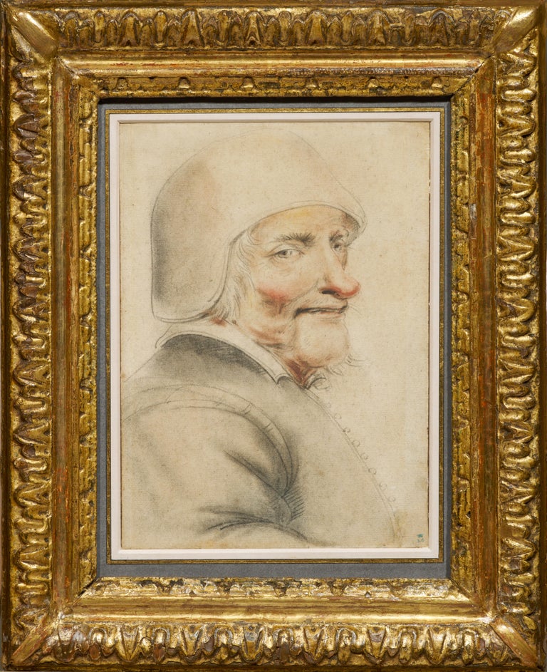 Lagneau - Portrait of a man in three-quarter view, wearing a cap, a ...