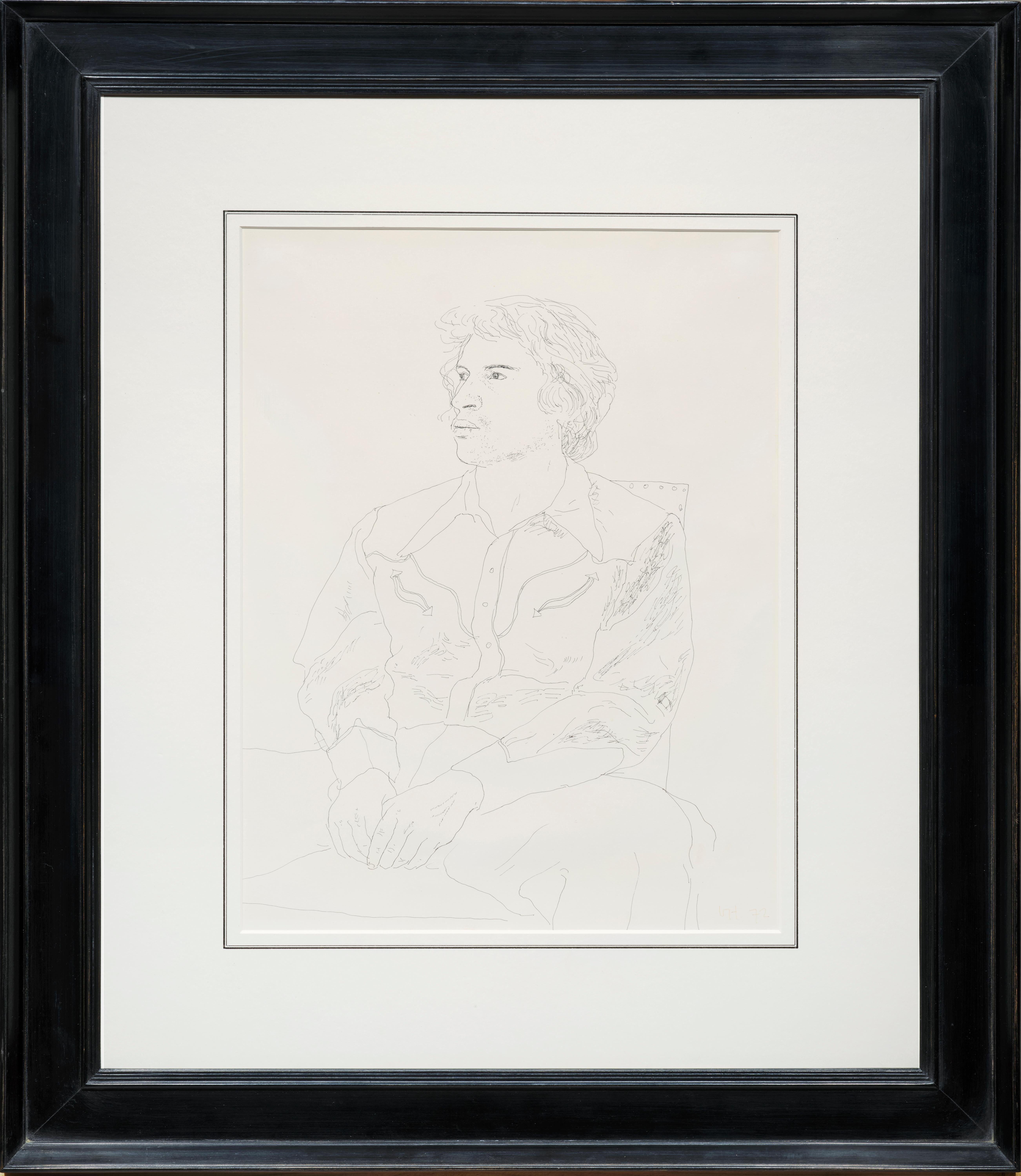 David Hockney - Portrait of Peter, Ink Drawing by David Hockney, 1972 ...