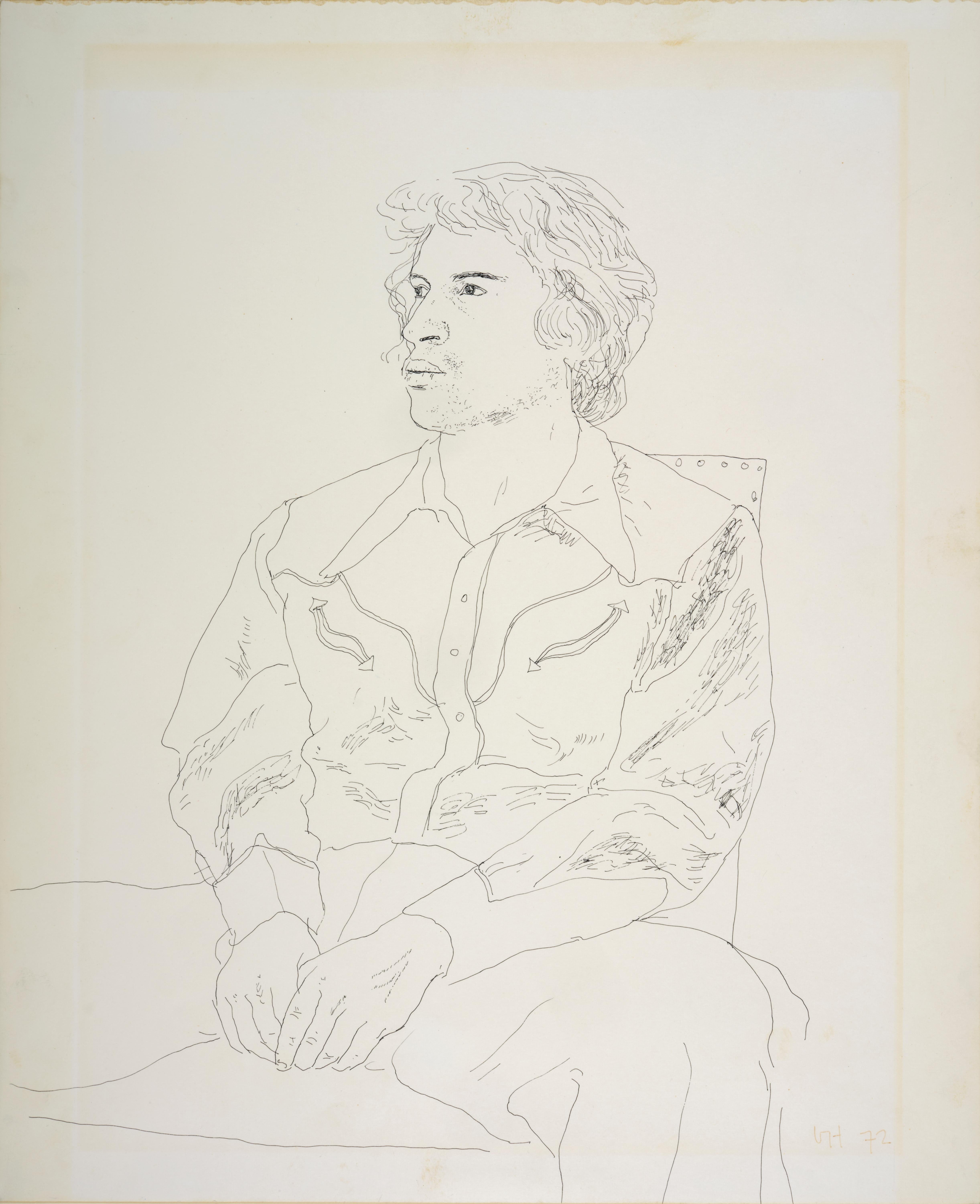 David Hockney - Portrait of Peter, Ink Drawing by David Hockney, 1972 ...