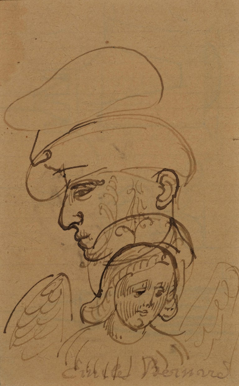 Émile Bernard - Paul Gauguin with an Angel Drawing by Emile Bernard ...