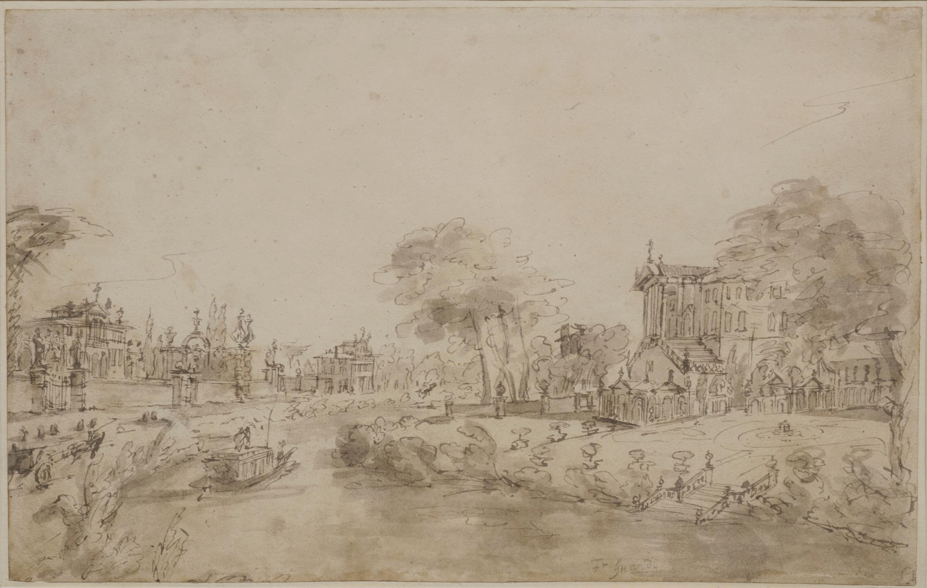 M.Falles - French Village Pen and Ink Drawing Landscape at 1stDibs