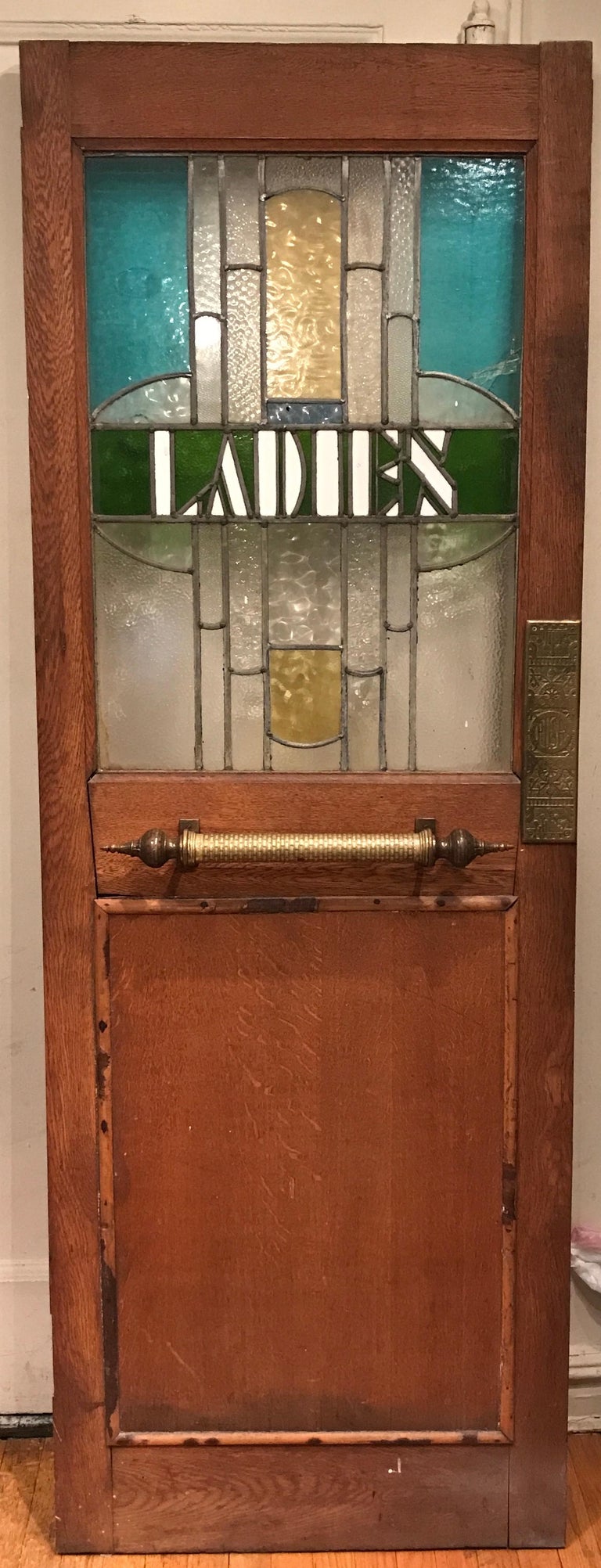 Unknown - AMERICAN ORIGINAL ANTIQUE OAK AND LEADED GLASS LADIES ROOM ...
