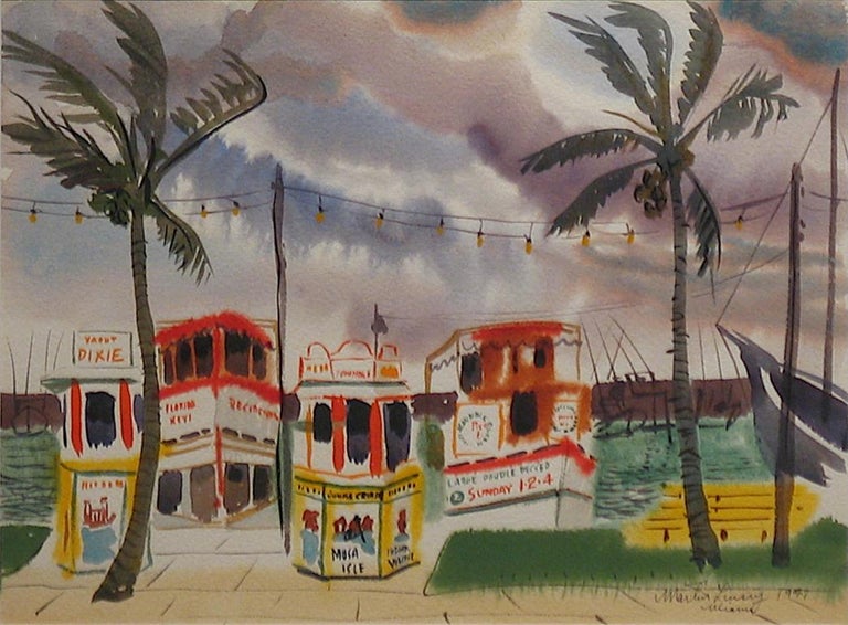Martin Linsey - Miami Watercolor For Sale at 1stDibs