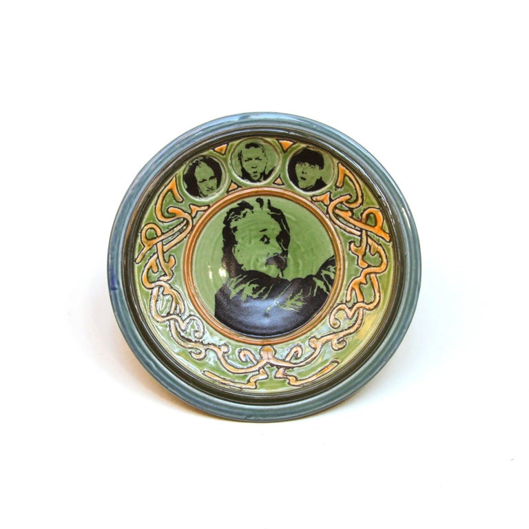 Ron Carlson - Ceramic Hanging Einstein Portrait Plate For Sale at 1stDibs