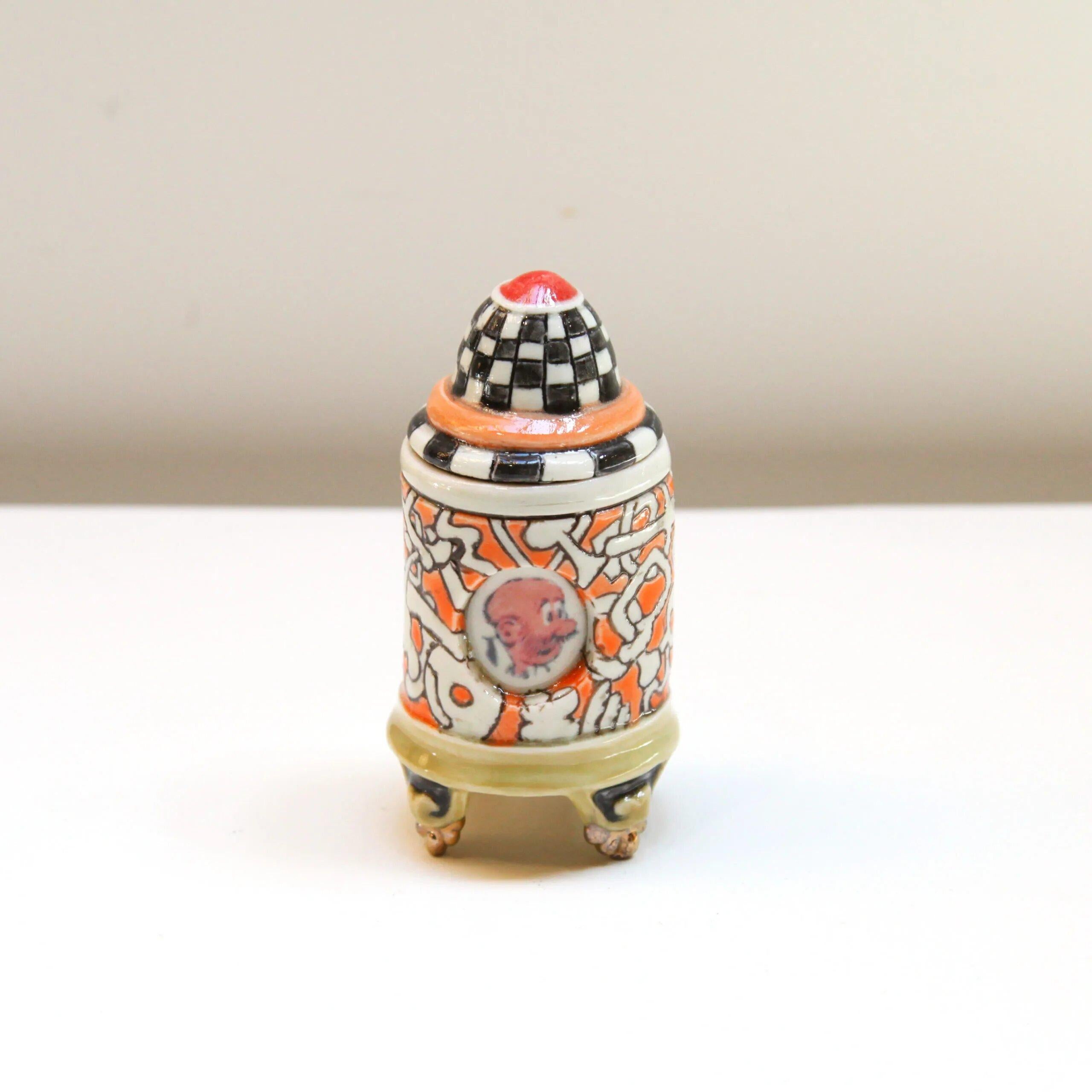 Ron Carlson - Ceramic Abstract Pyramid Lidded Container For Sale at 1stDibs