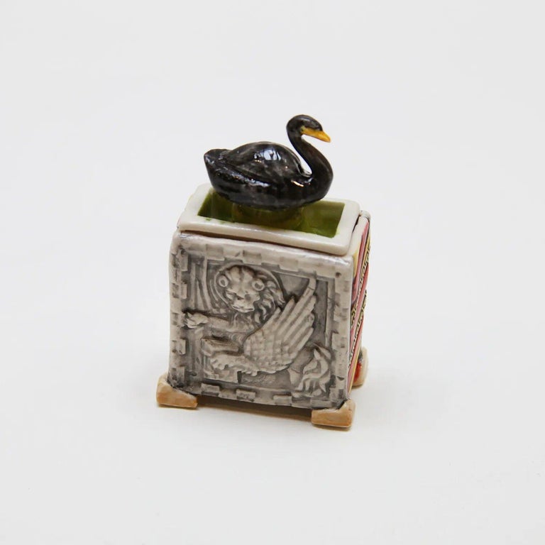 Ron Carlson - Ceramic Avant-Garde Swan Lidded Container For Sale at 1stDibs