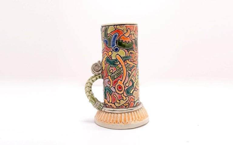 Ron Carlson - Ceramic Avant-Garde Carved Cup For Sale at 1stDibs
