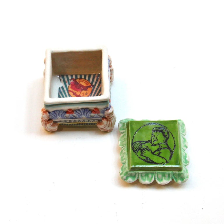 Ron Carlson - Ceramic Pop Art Boy With Hat Lidded Box For Sale at 1stDibs