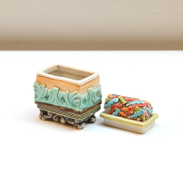 Ron Carlson - Ceramic Abstract Colorful Filigree Lidded Container For ...