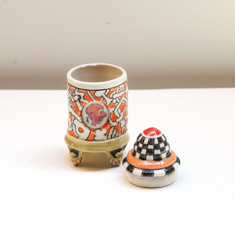 Ron Carlson - Ceramic Abstract Checkered Lidded Container For Sale at ...
