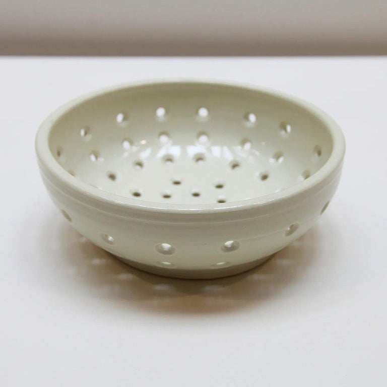 Ron Carlson - Ceramic Functional White Wide Colander For Sale at 1stDibs