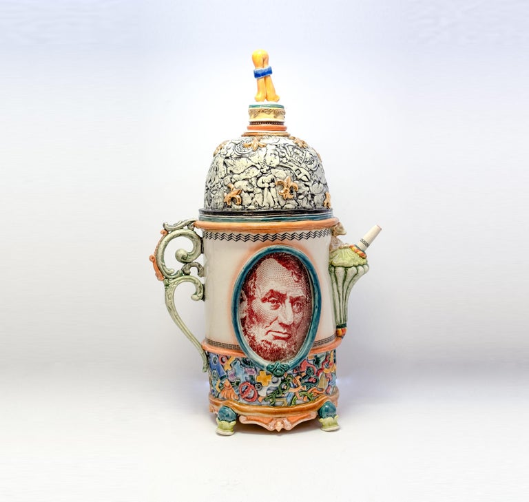 Ron Carlson - Americana Ceramic Teapot with Abraham Lincoln For Sale at ...
