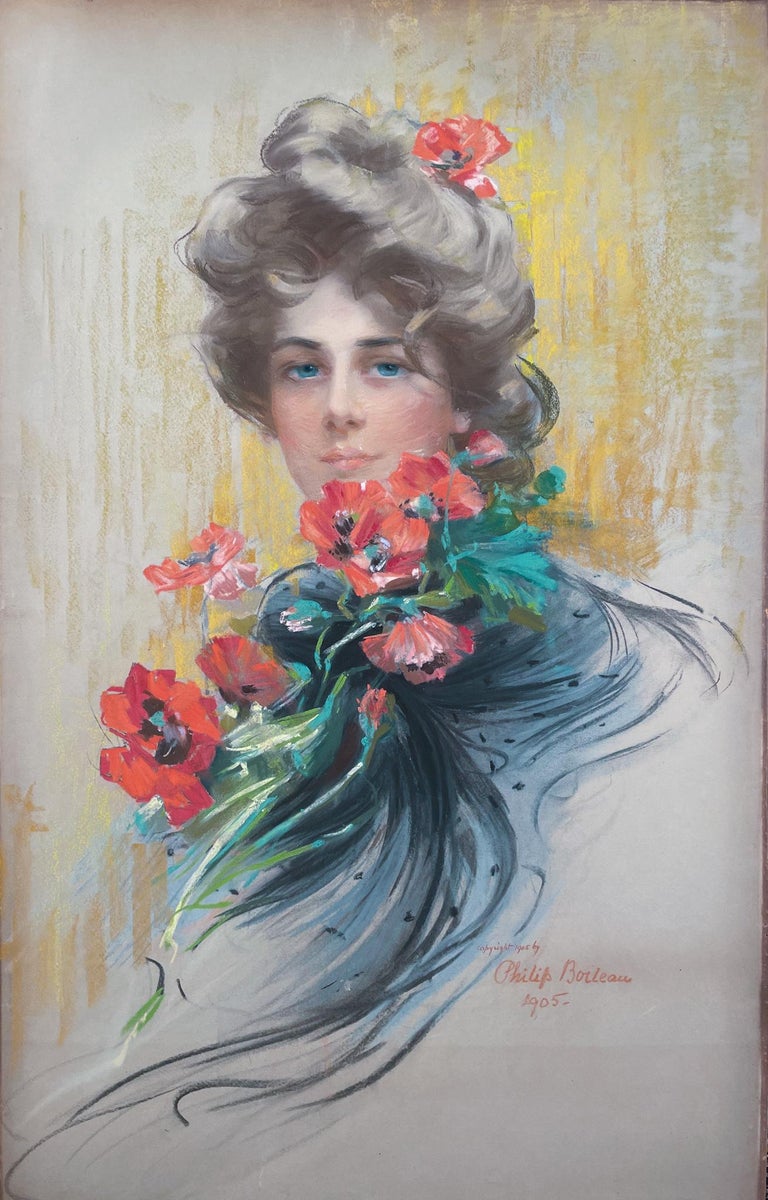 Philip Boileau - Woman With Red Poppies For Sale at 1stDibs