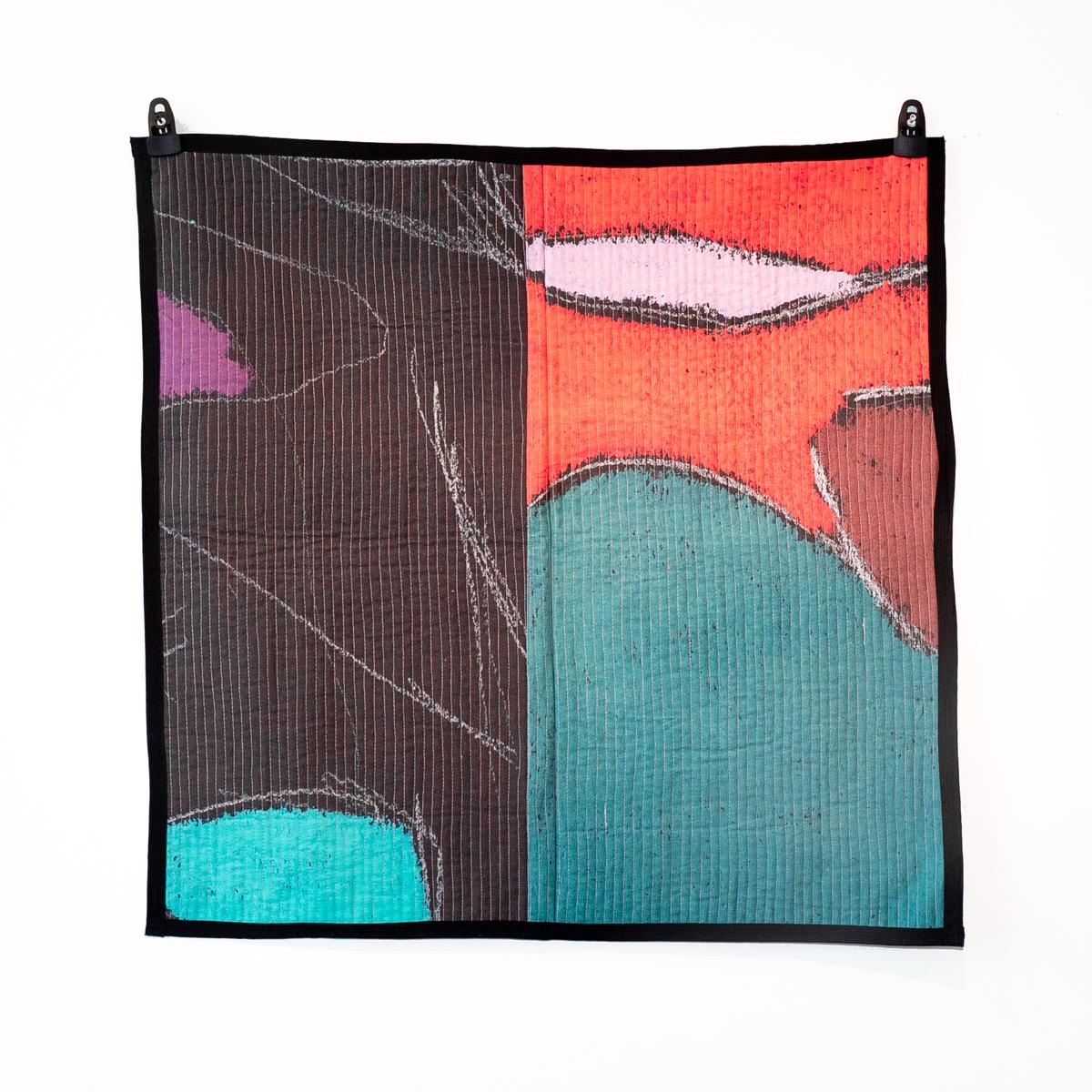 Donise English - Red Quilt (Solid Red Square Encaustic Painting on ...