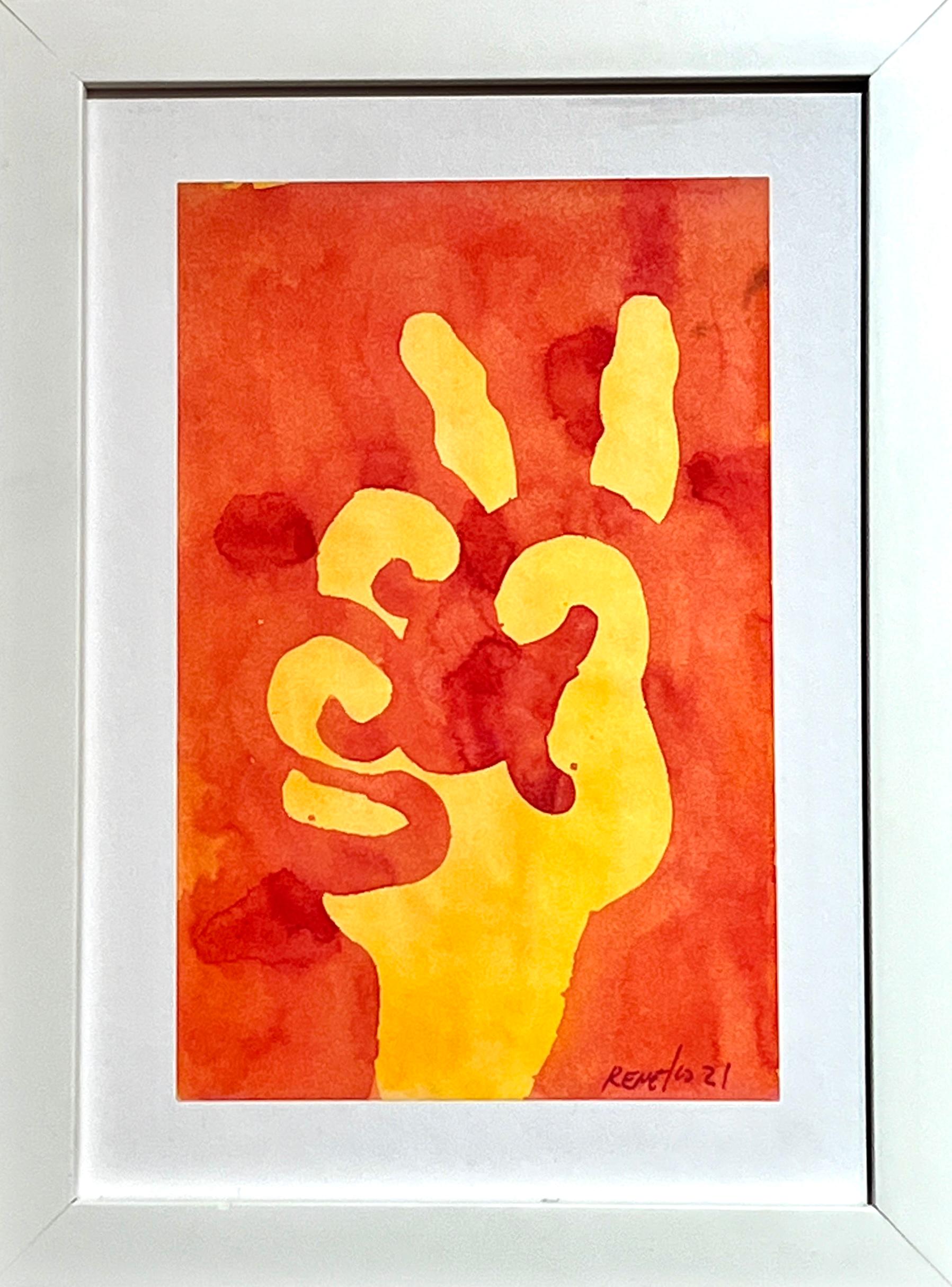 Renelio Marin - Hand Sign 4: Pop Art Contemporary Watercolor Painting ...