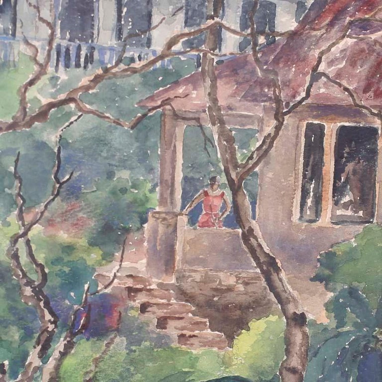 Unknown - Tropical Watercolor on Paper of a Jamaican Scene For Sale at ...