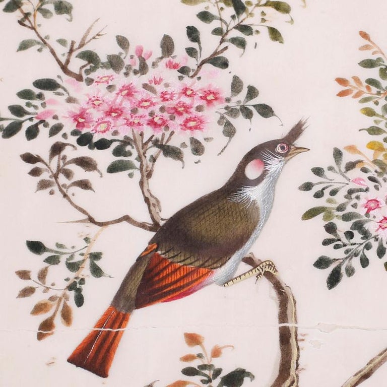 Unknown - Antique Pith Painting of Birds For Sale at 1stDibs