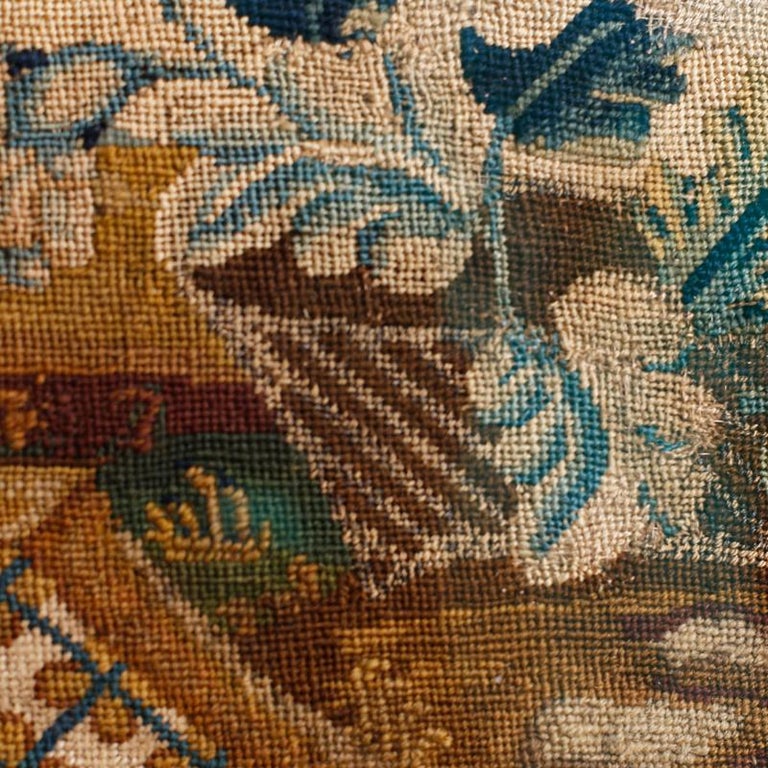 Unknown - Pair of Framed Antique Handmade Tapestries For Sale at 1stDibs