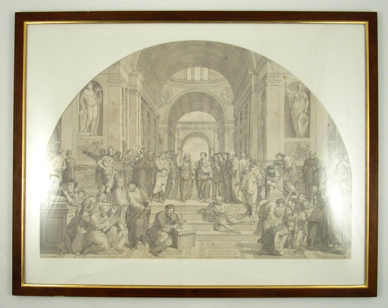 School of Athens after Raphael - 18th Century Pen and Ink Wash Drawing ...