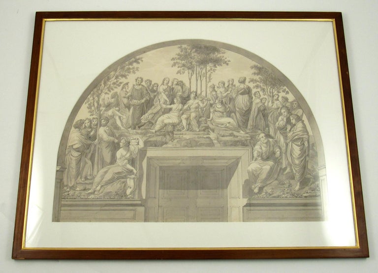 The Parnassus after Raphael Vatican 18th Century Pen Ink Wash Drawing c ...