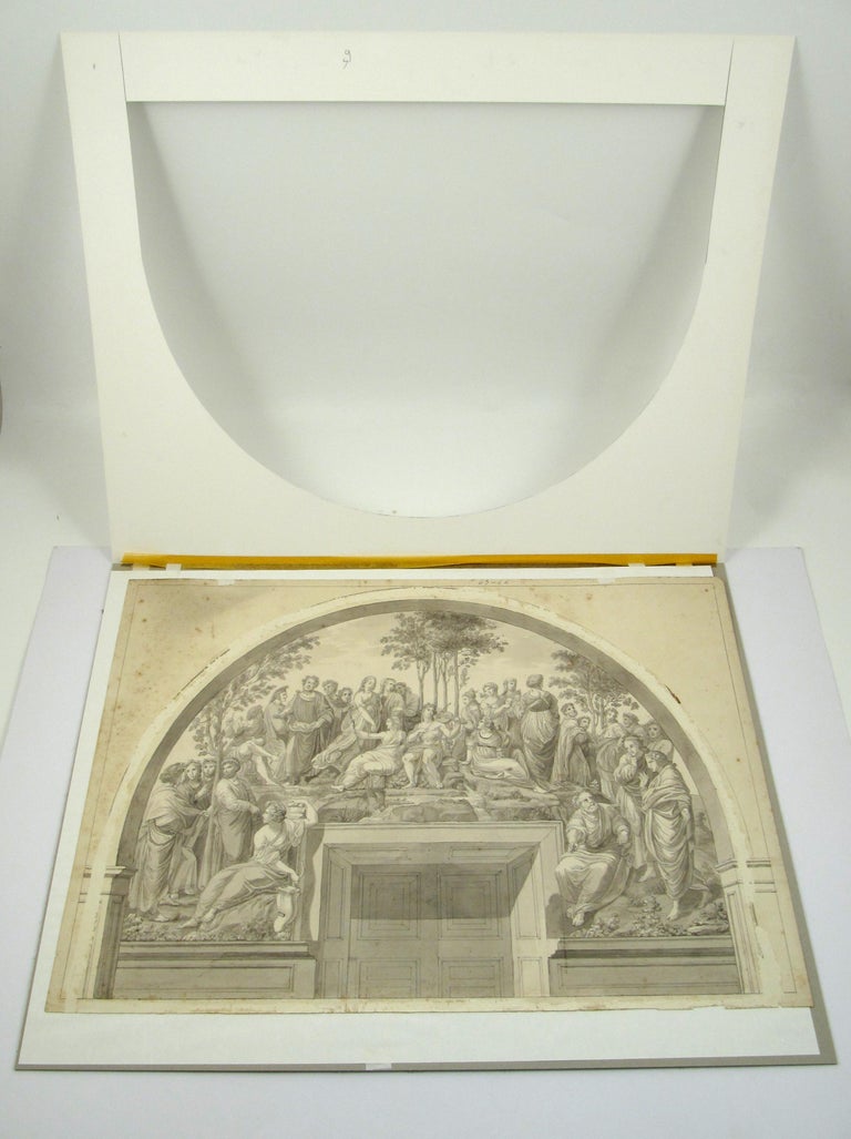 The Parnassus after Raphael Vatican 18th Century Pen Ink Wash Drawing c ...