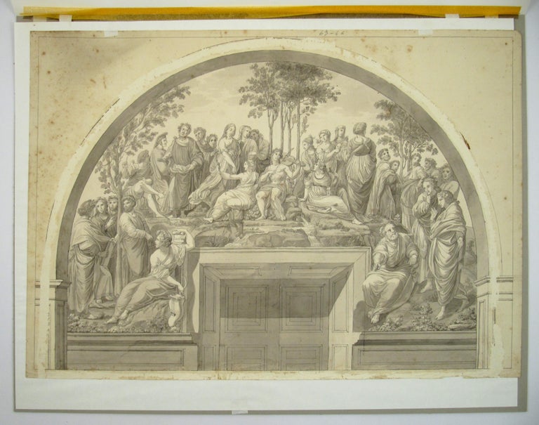 Parnassus after Raphael - 18th Century Pen and Ink Wash Drawing For ...