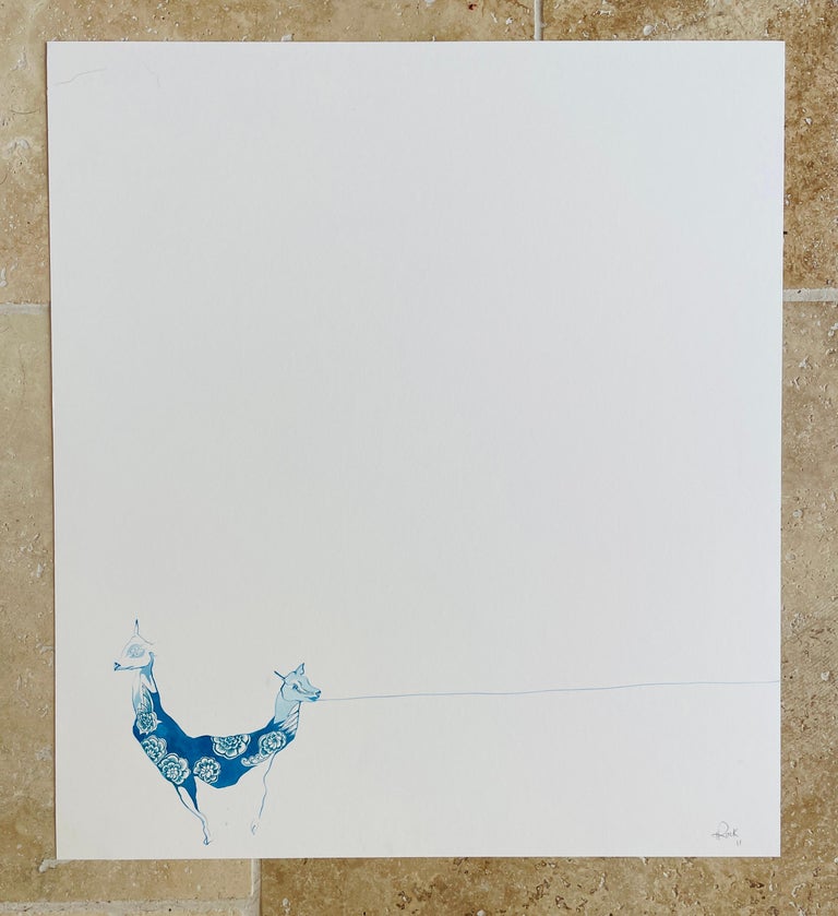 Isabel Rock - Animal Surrealist Painting Royal College of Art LGBTQ+ artist Circle Life Blue For ...