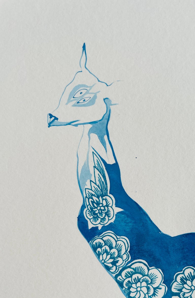 Isabel Rock - Animal Surrealist Painting Royal College of Art LGBTQ+ artist Circle Life Blue For ...