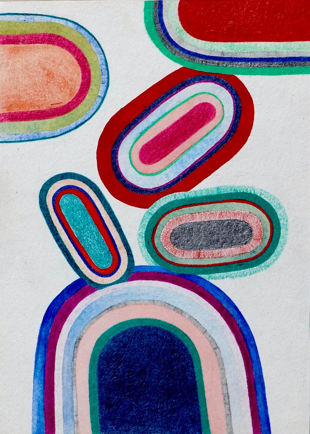 Jane Mitchell - Organic Figures Abstract, Graphite Drawing, Circa 1970s ...