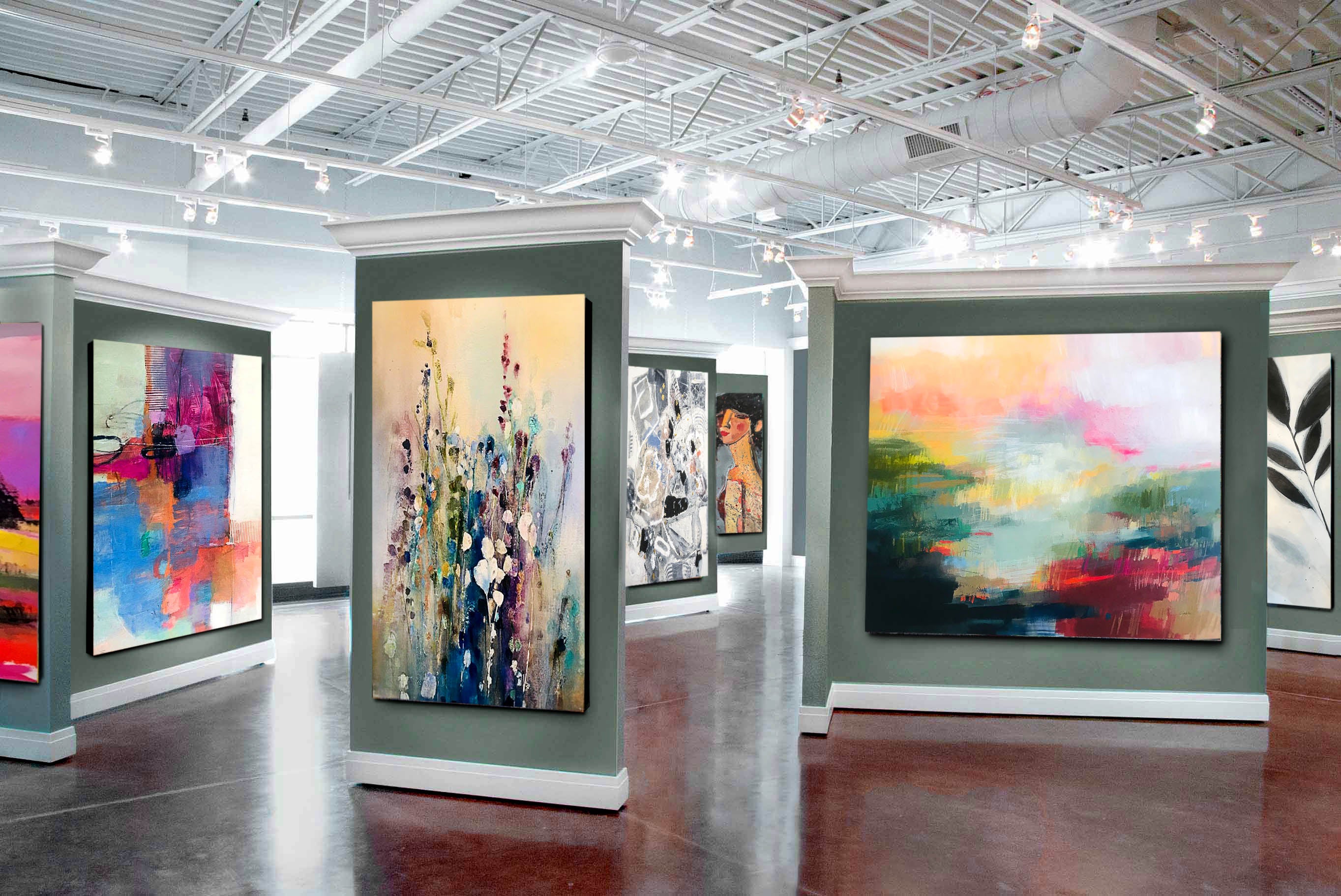 Nancy Ngo - "Floating Flowers I and II" - Highly Textured, Abstract ...