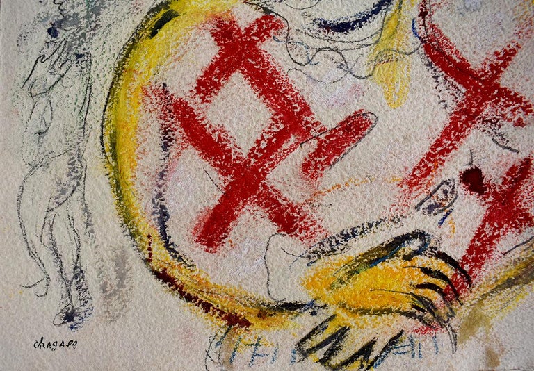 Marc Chagall - Study for The Circus - Stamp Signed Gouache, Pastel and ...